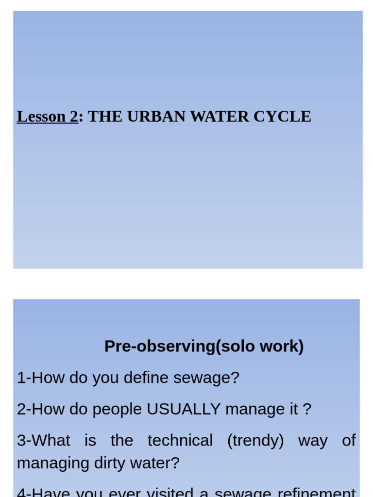 L2 Check Urban Water Cycle Video Observation Activities On Sewage ...