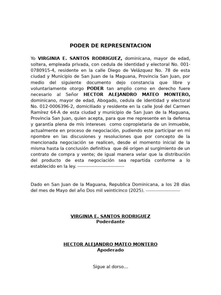 Poder de Representacion | PDF | República Dominicana | Gobierno