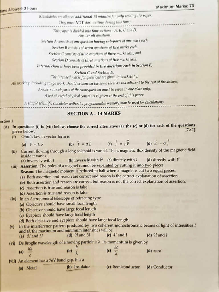 Physics Practice Paper 3 | PDF