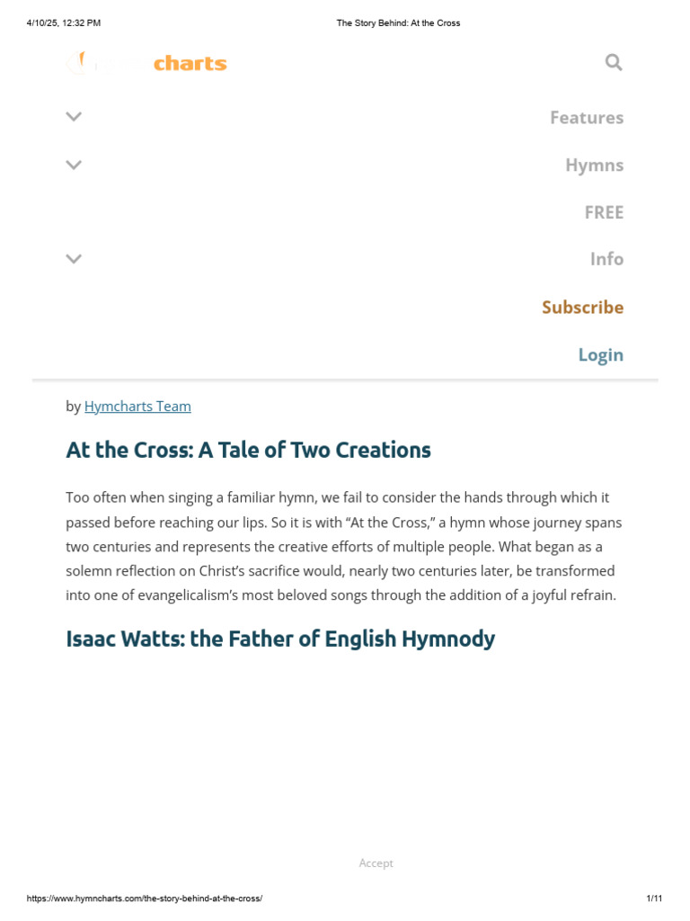 History of the Hymn "At the Cross" | PDF | Hymns | Bible