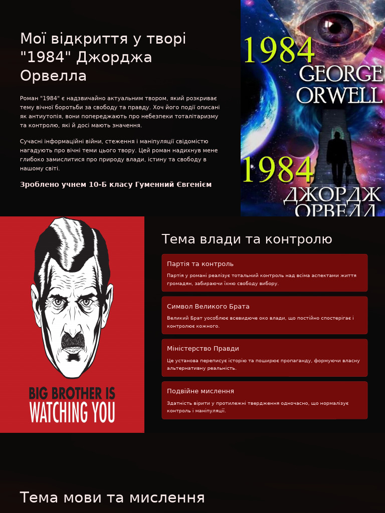 Moyi Vidkrittya U Tvori 1984 Dzhordzha Orvella | PDF