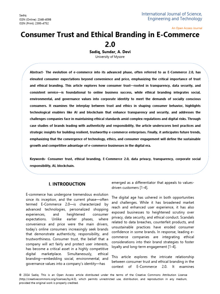 Consumer Trust and Ethical Branding in E-Commerce 2.0 | PDF | Brand | E ...