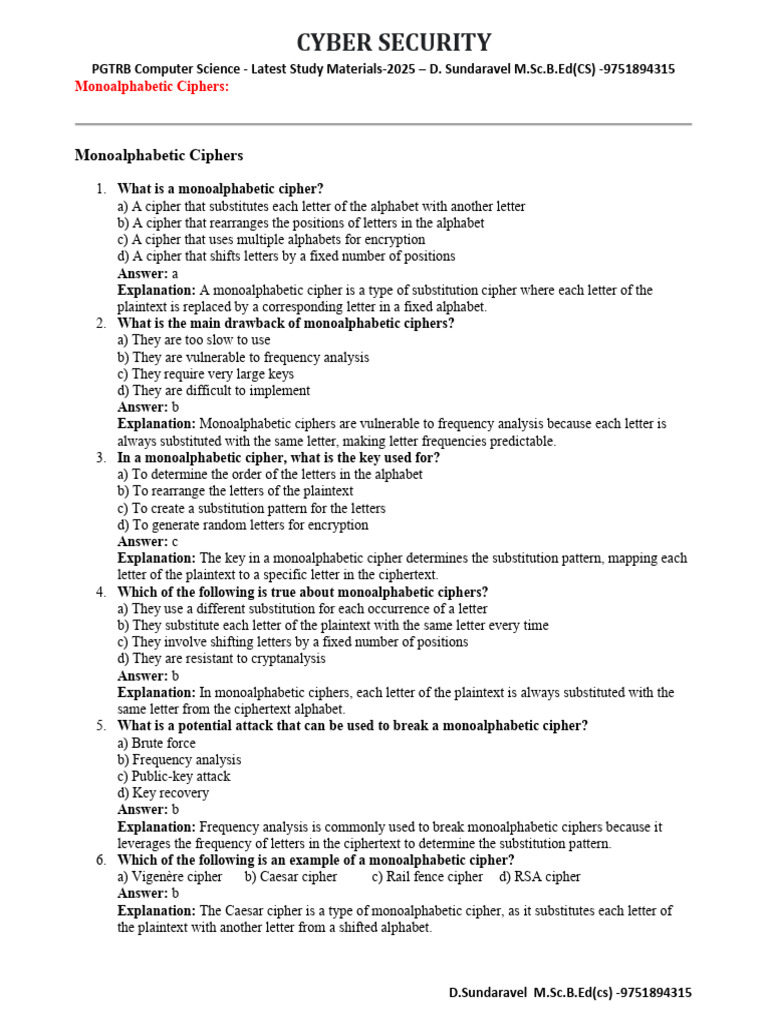 17.monoalphabetic Ciphers | PDF | Encryption | Cipher