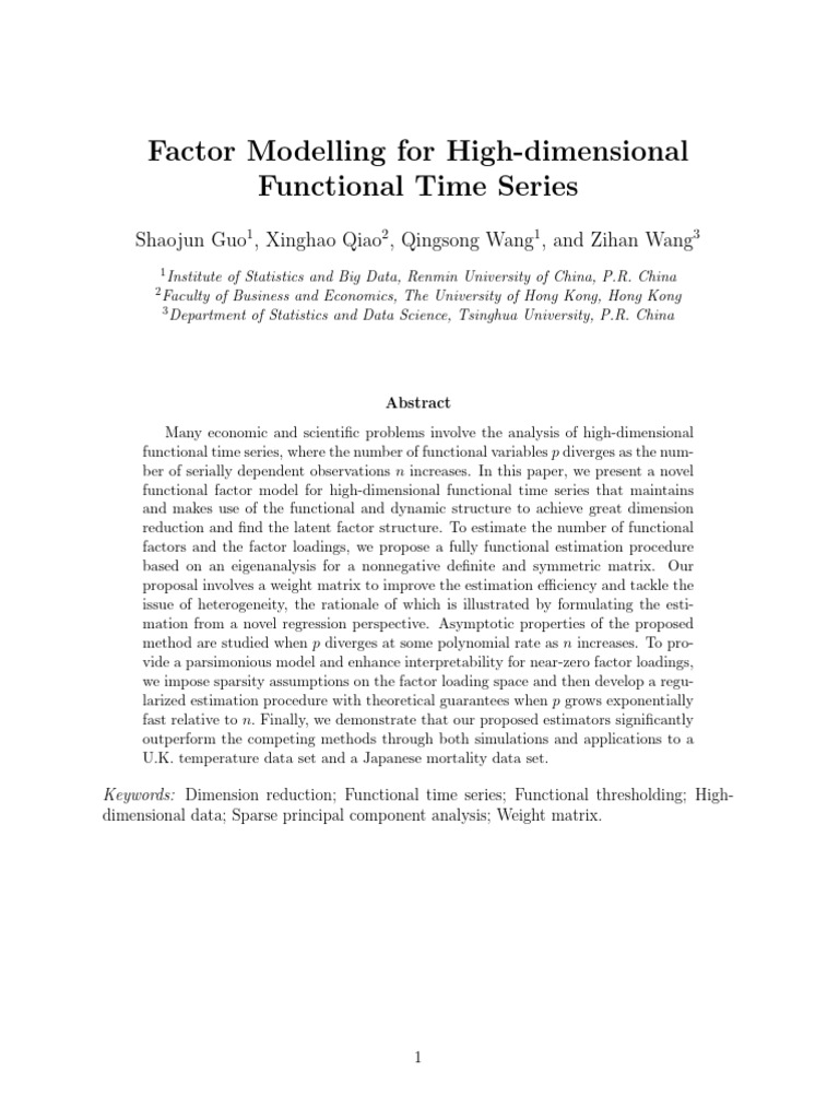 Factor Modelling For High-Dimensional Functional Time Series | PDF ...