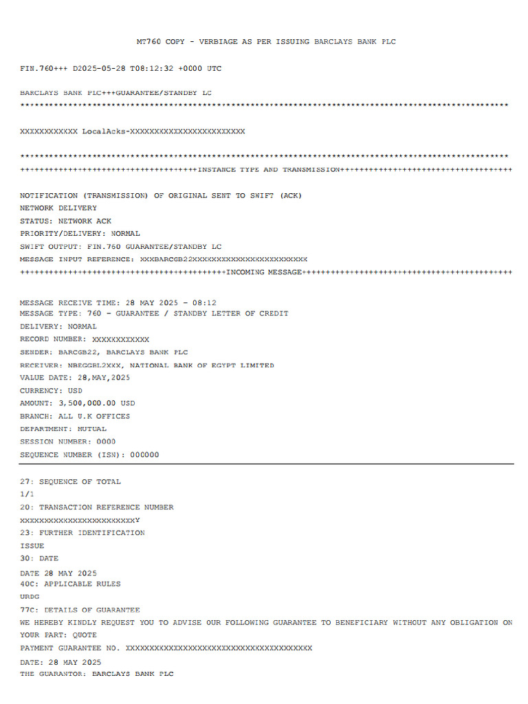 Sblc-mt760 Barclays Bank | PDF