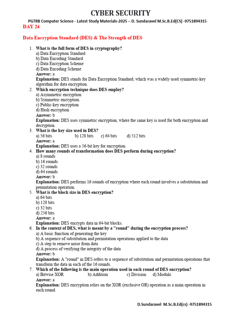 24.data Encryption Standard (DES) & The Strength of DES | PDF ...