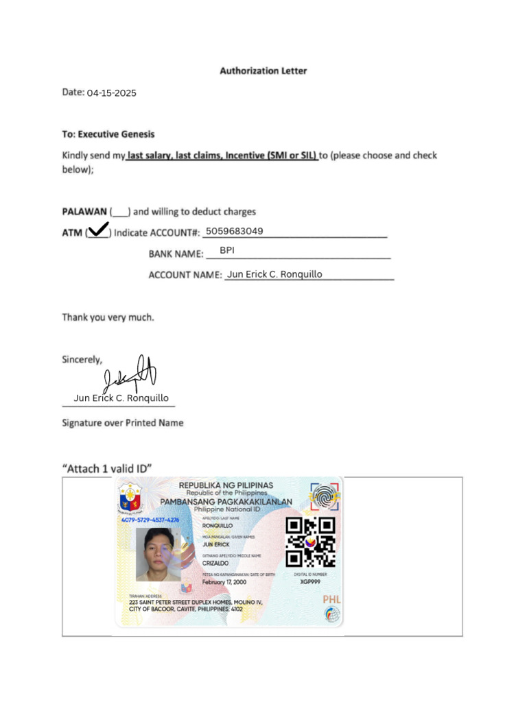 Authorisation Letter | PDF