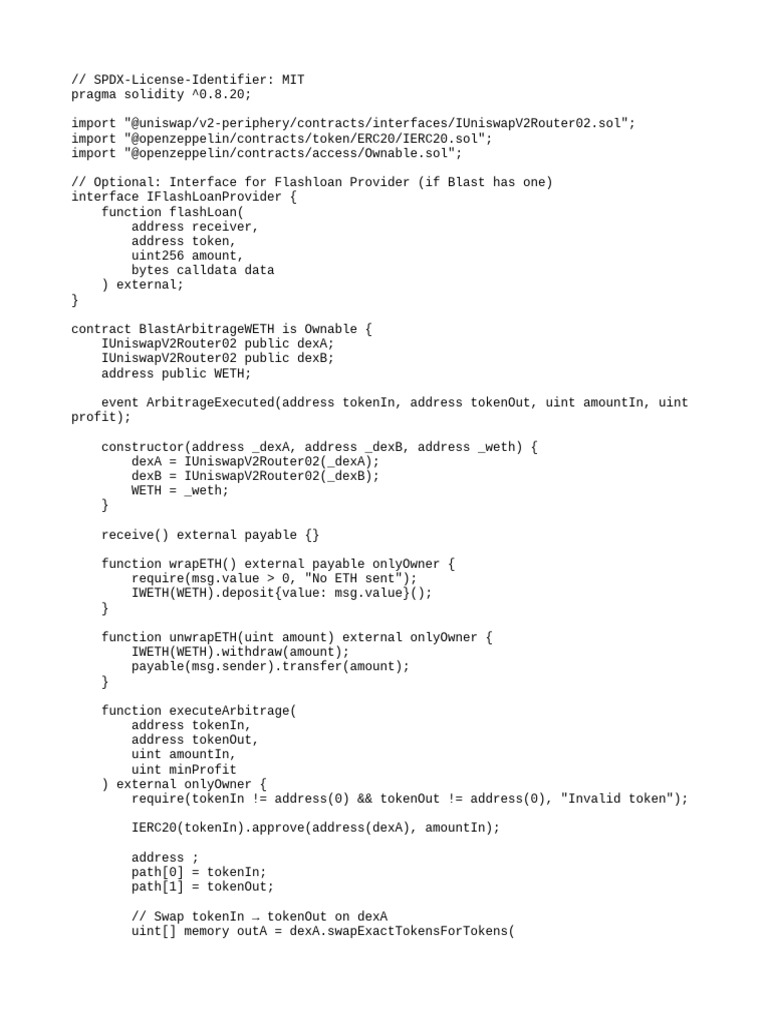 Updated Arbitrage Contract %WETH%ETH% Flashloan Compatible | PDF ...