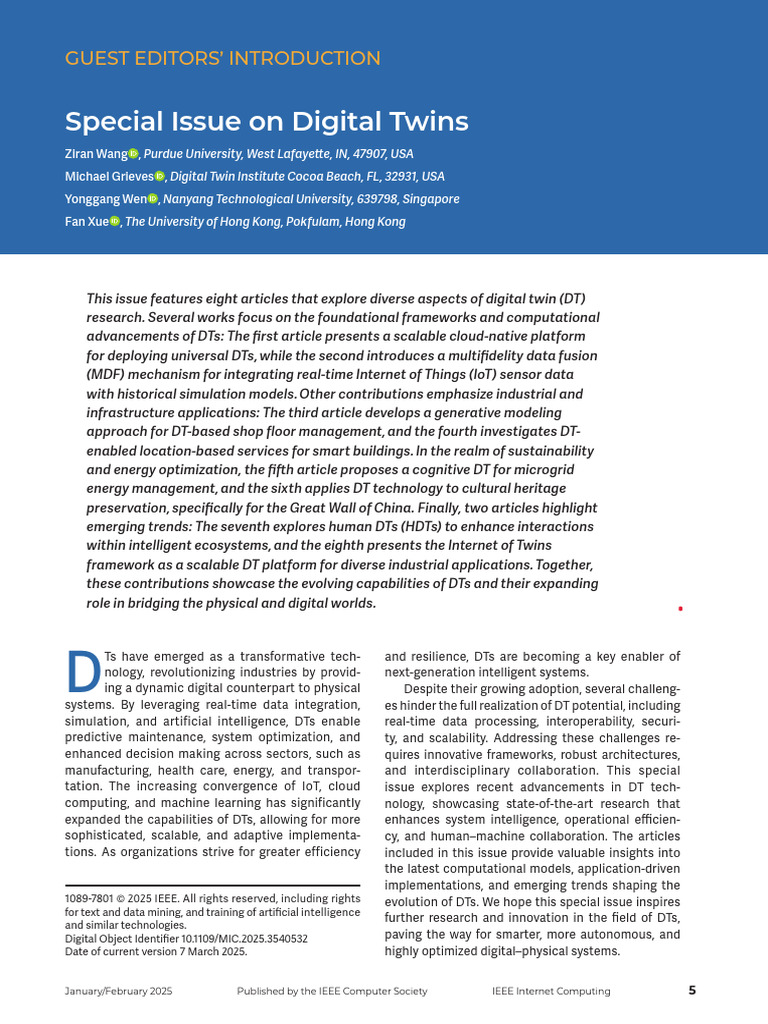 Michael Grieves, Special Issue On Digital Twins | PDF | Internet Of ...