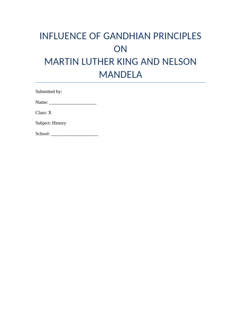 Gandhi's Influence on Mandela and King | PDF | Mahatma Gandhi | Nelson ...