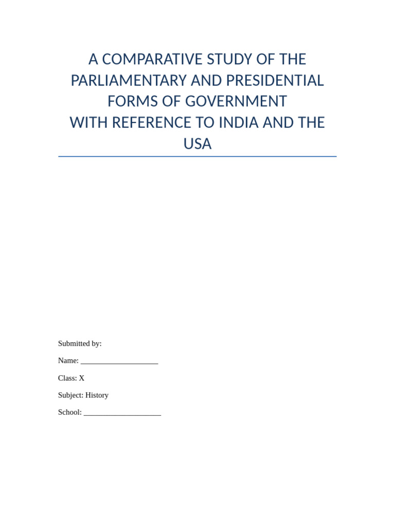 Parliamentary Vs Presidential Governments India USA | PDF | World ...