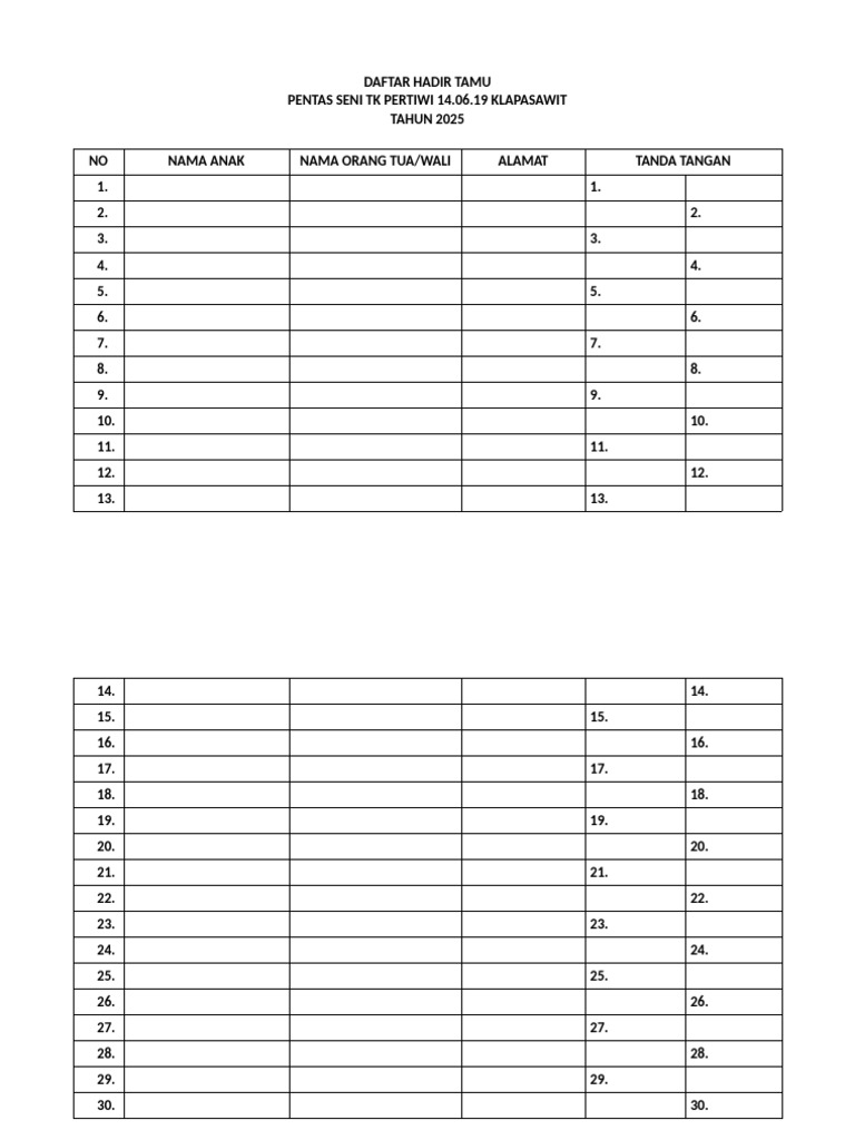 Daftar Hadir Tamu | PDF