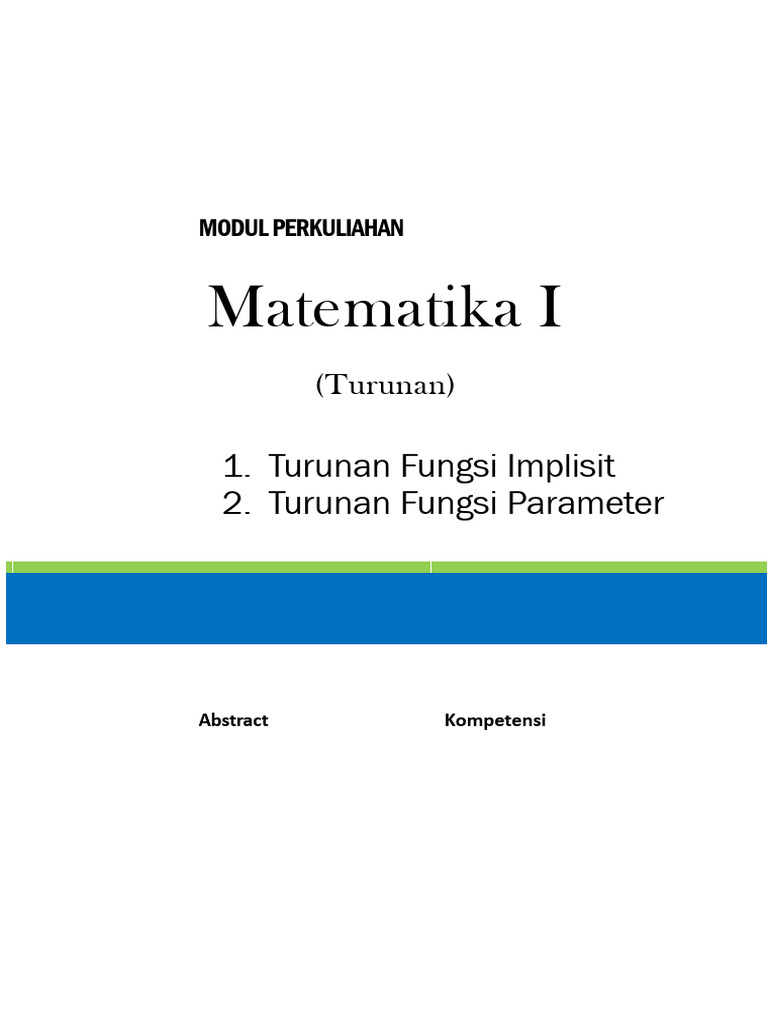 Turunan Fungsi Implisit dan Parameter | PDF