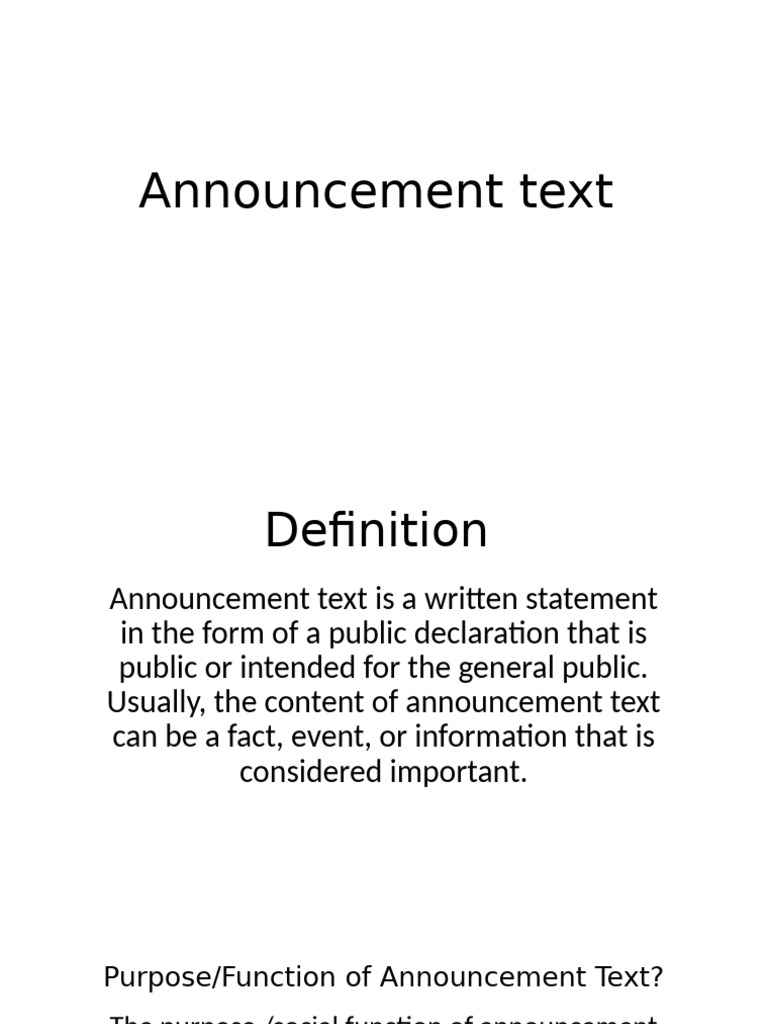 Announcement Text | PDF
