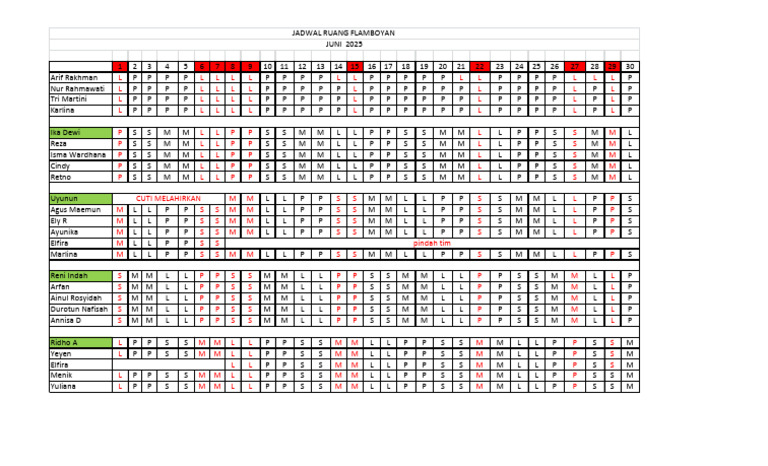 Jadwal Famboyan Juni 25 Fix | PDF
