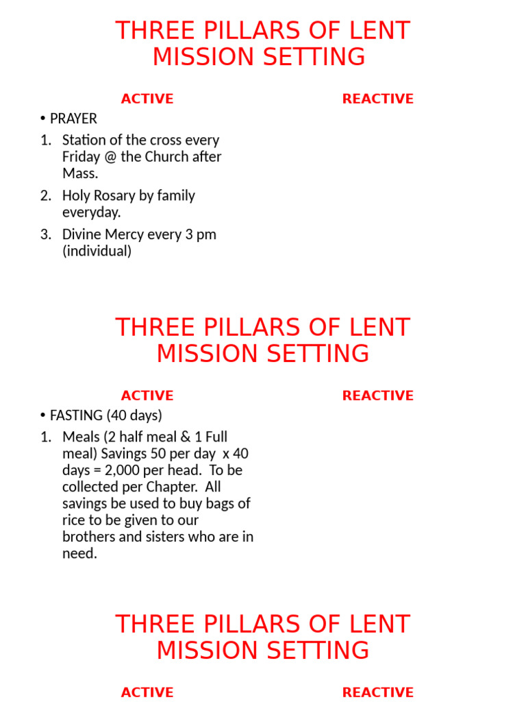 Three Pillars of Lent | PDF