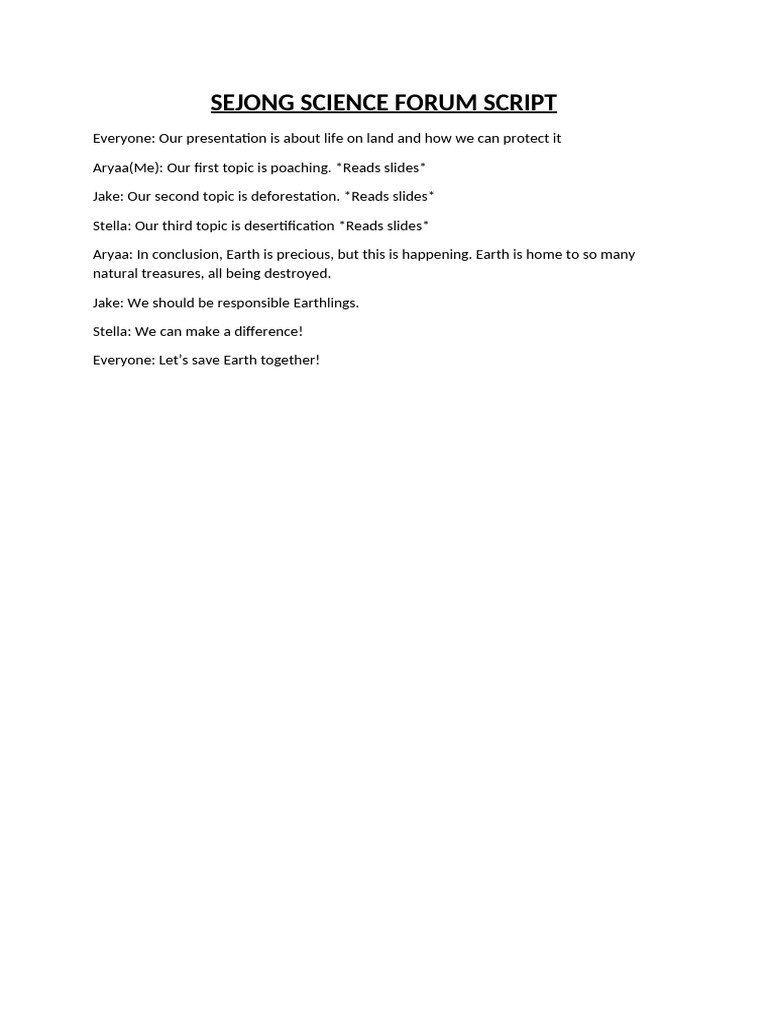 Sejong Science Forum Script | PDF