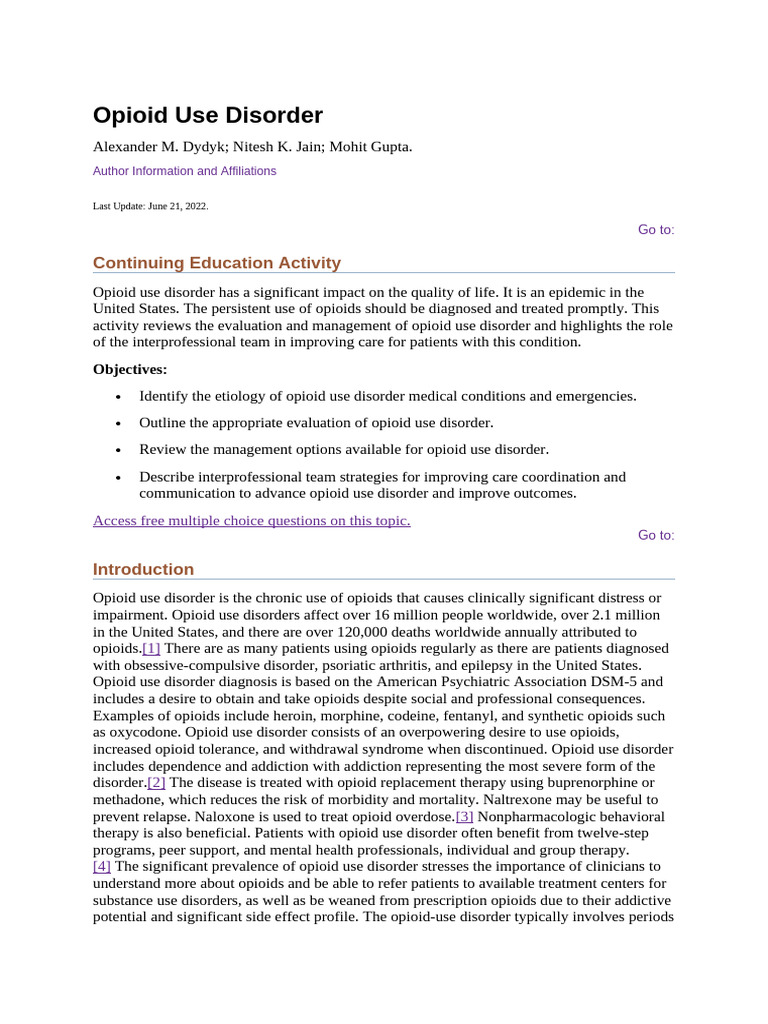 Understanding Opioid Use Disorder | PDF | Addiction | Opioid Use Disorder
