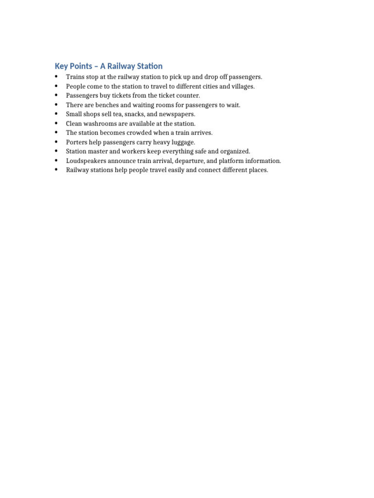 Key Points Railway Station | PDF