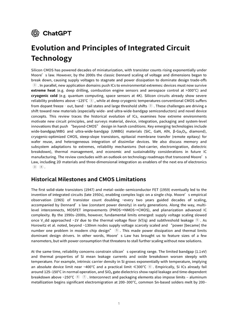 Evolution and Principles of Integrated Circuit Technology | PDF | Mosfet | Field Effect Transistor