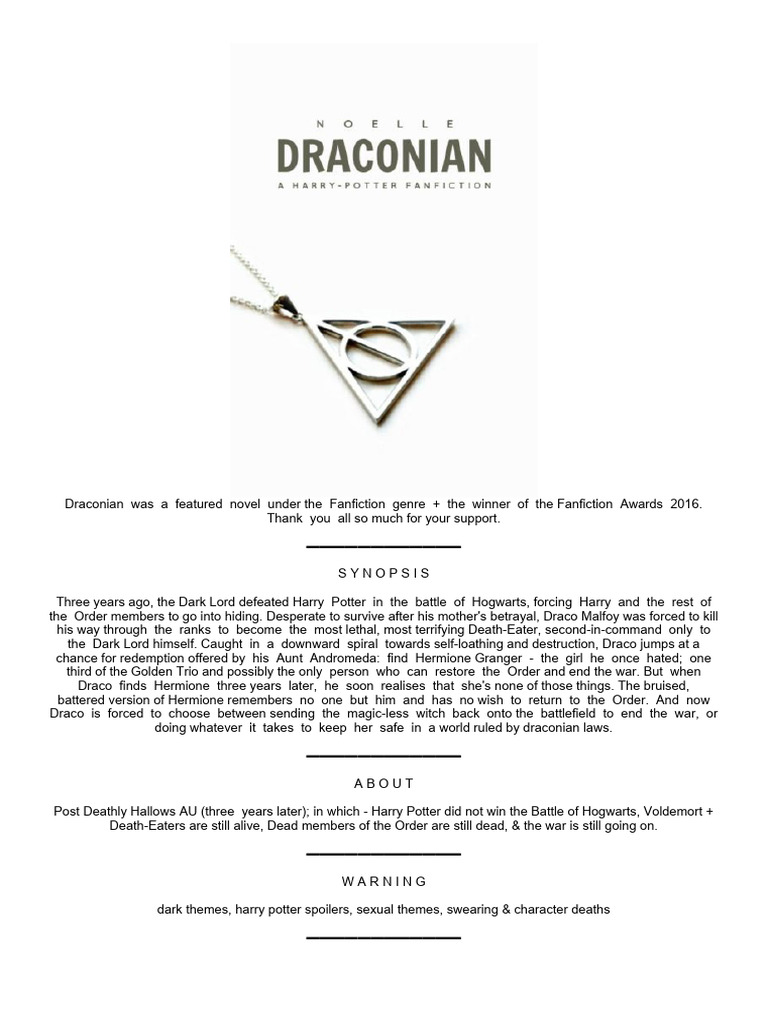 Draconian (M) - Hepburnettes | PDF | Harry Potter