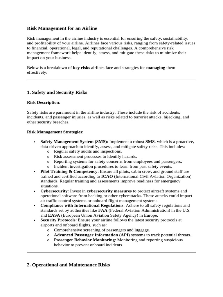Risk Management For An Airline | PDF | Risk Management | Computer Security