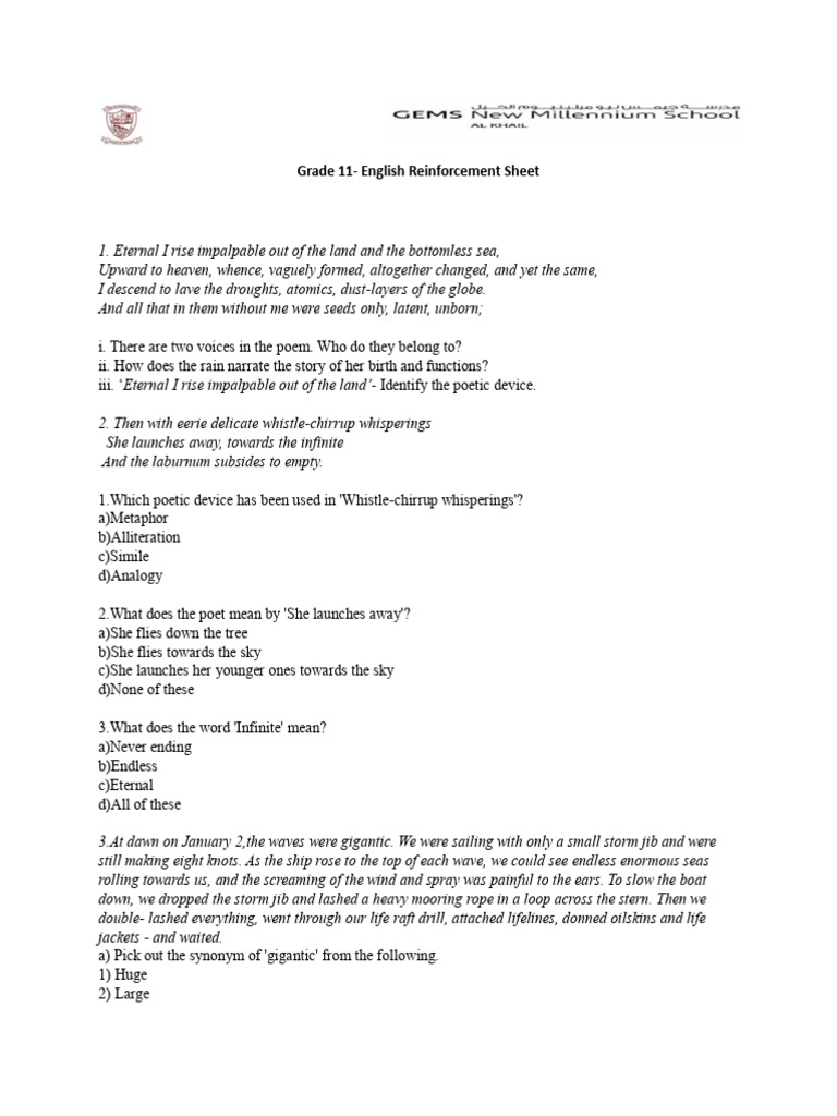 Literature - Reinforcement Sheet 1 | PDF