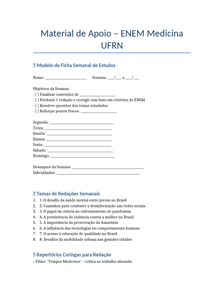 Material ENEM Medicina UFRN | PDF | Ecologia | Química