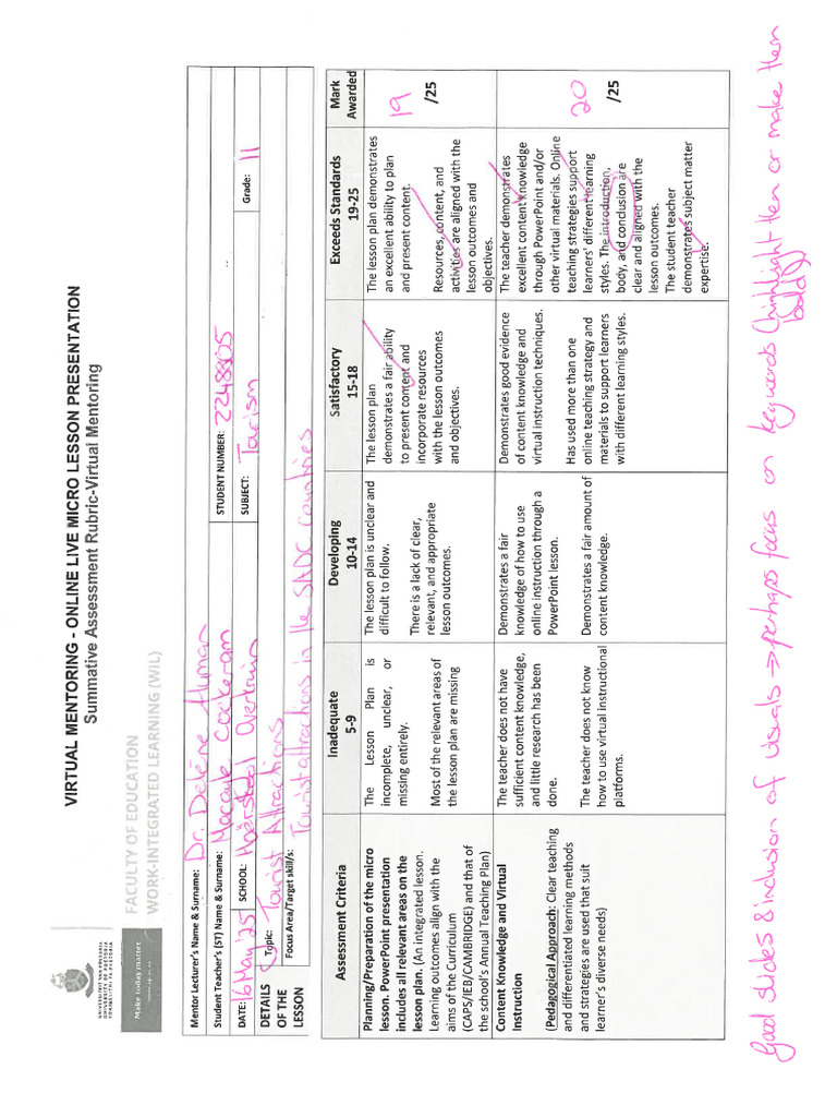 Cockeram, Macayle - Marked Rubric | PDF