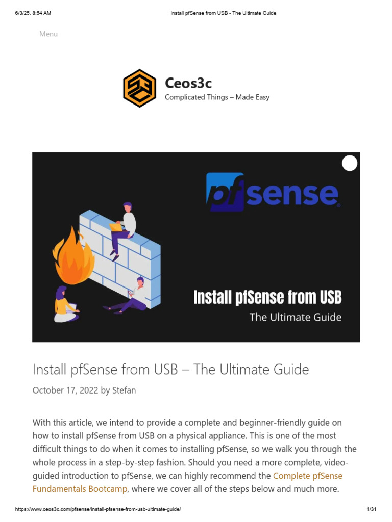 Install Pfsense From USB - The Ultimate Guide | PDF | Booting | Computer Network