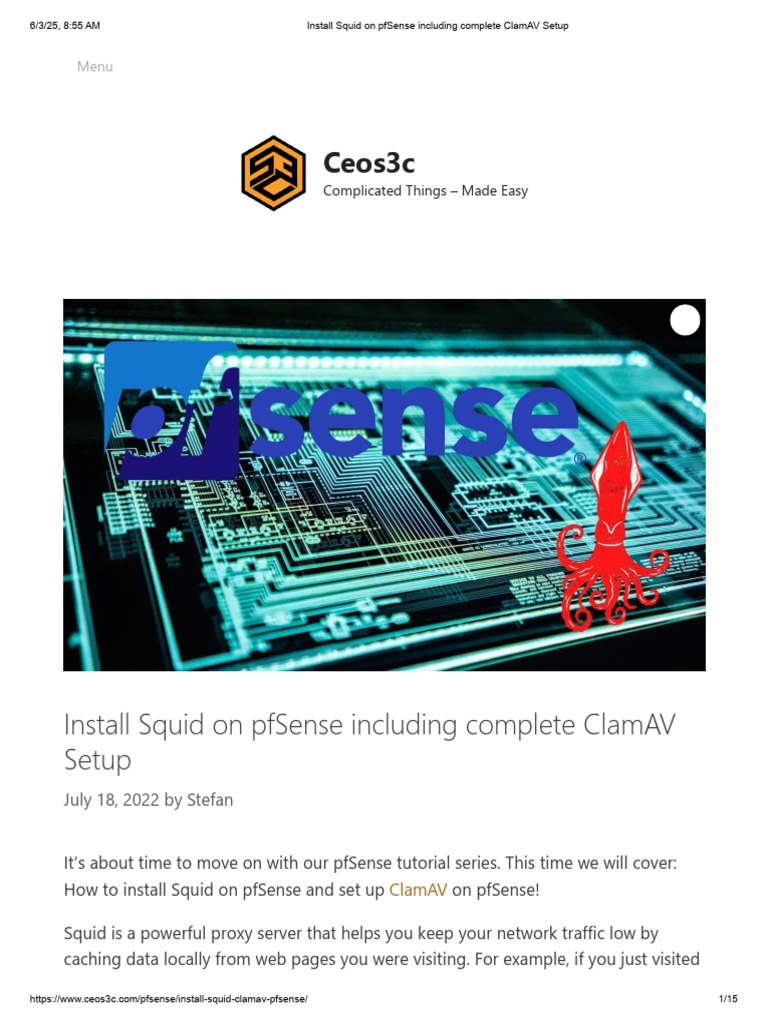Install Squid On Pfsense Including Complete ClamAV Setup | PDF | Proxy Server | Computing