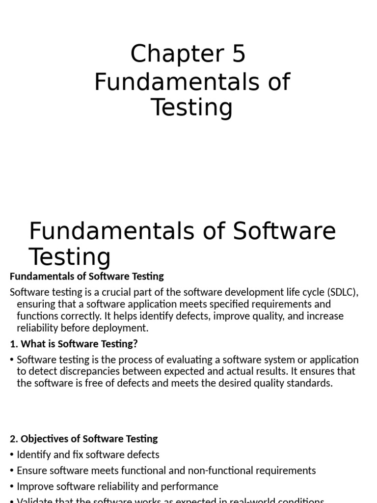 Chapter 5 Fundamentals of Software Testing | PDF | Software Testing ...