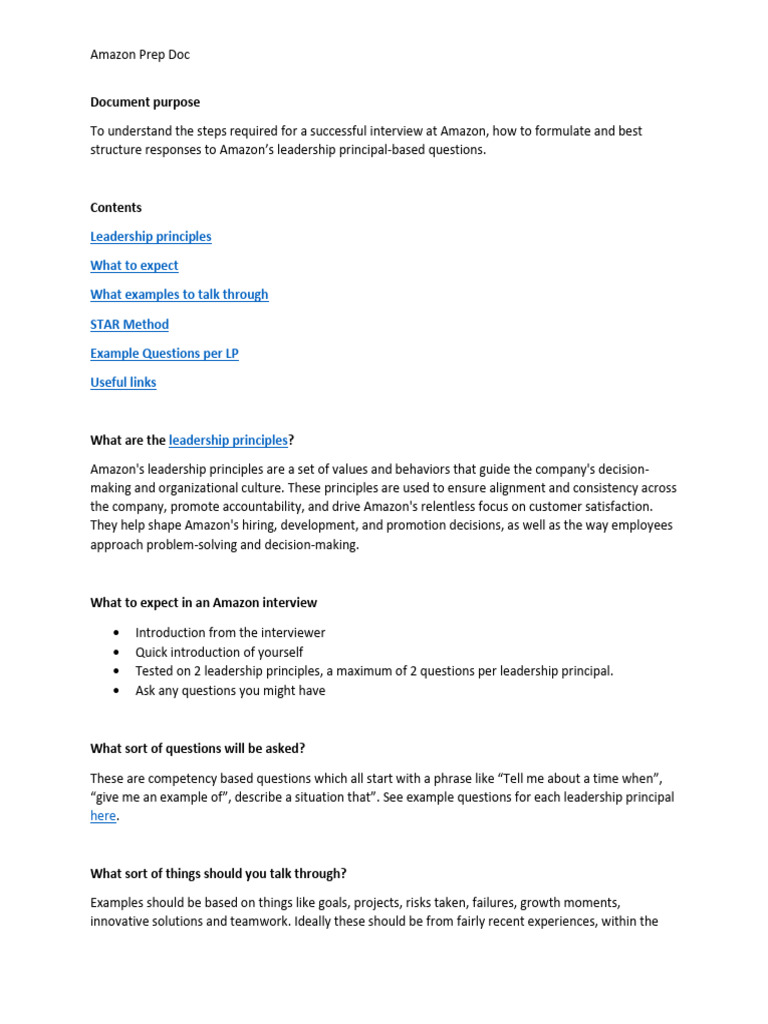 Amazon Interview Prep Guide | PDF | Leadership | Risk