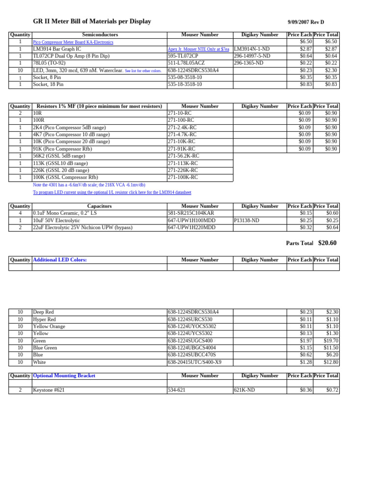 GR Meter 10 Bom | PDF | Electronic Design | Computer Engineering
