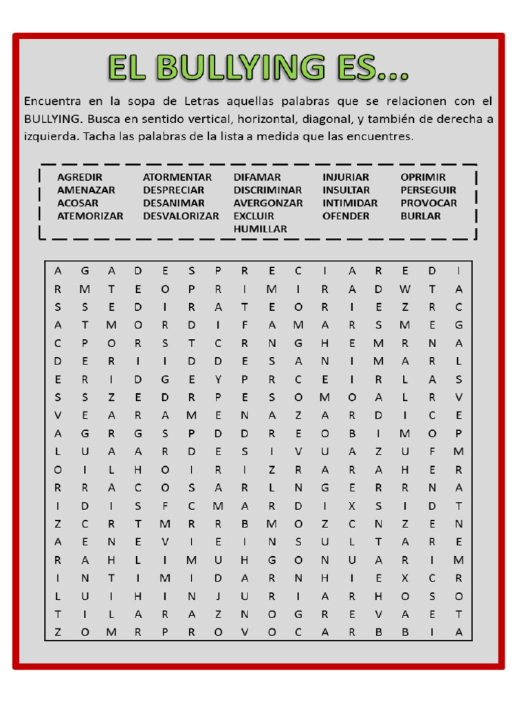 Bullying Sopa de Letras | PDF