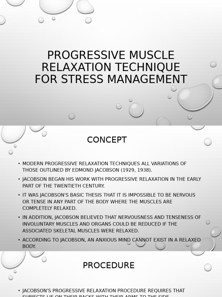 Progressive Muscle Relaxation Technique For Stress Management | PDF ...