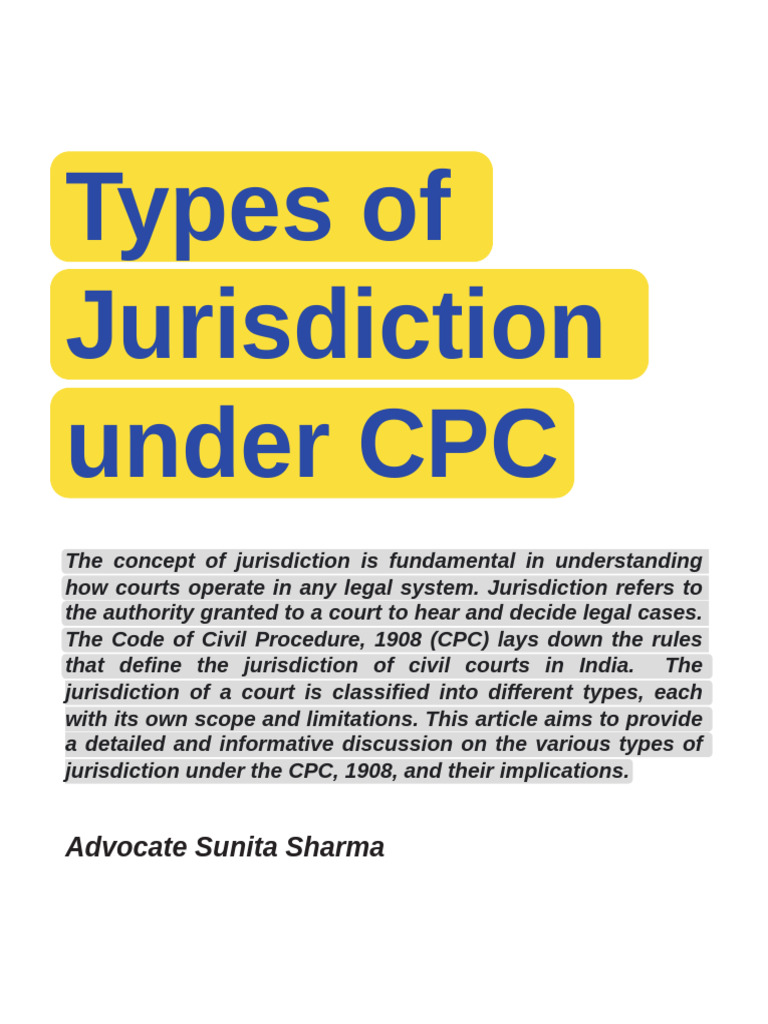 Types of Jurisdiction in CPC Explained | PDF | Jurisdiction | Equity (Law)