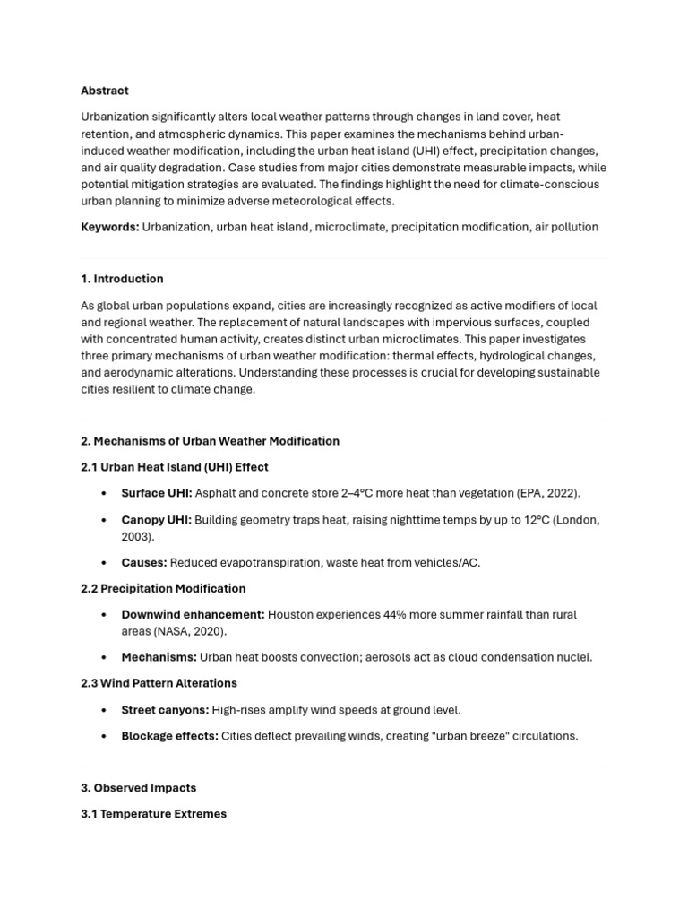 The Role of Urbanization in Local Weather Modification | PDF | Earth Sciences | Physical Geography