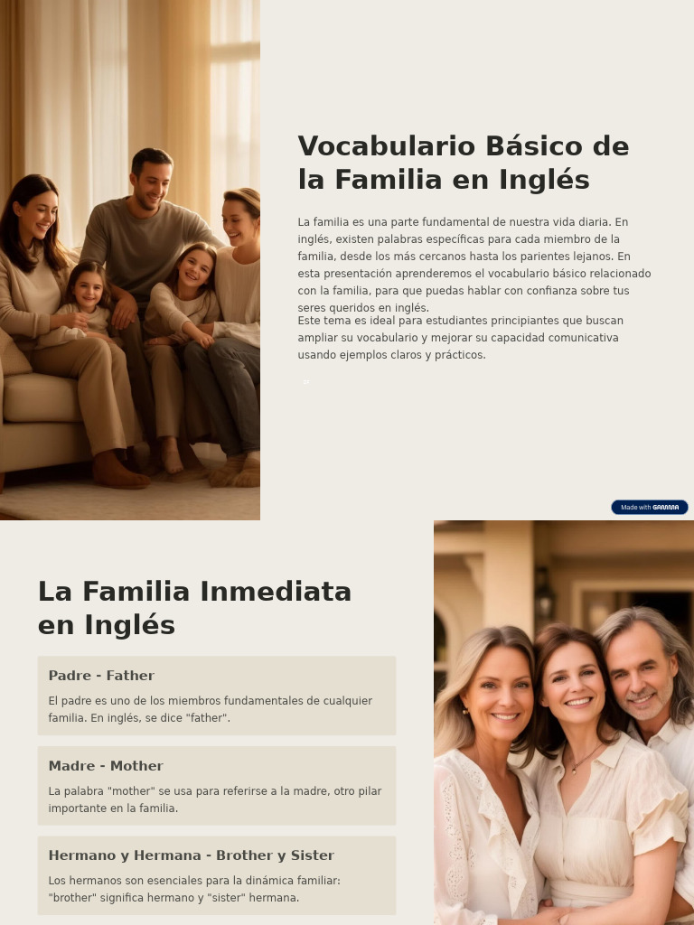 Vocabulario Basico de La Familia en Ingles | PDF