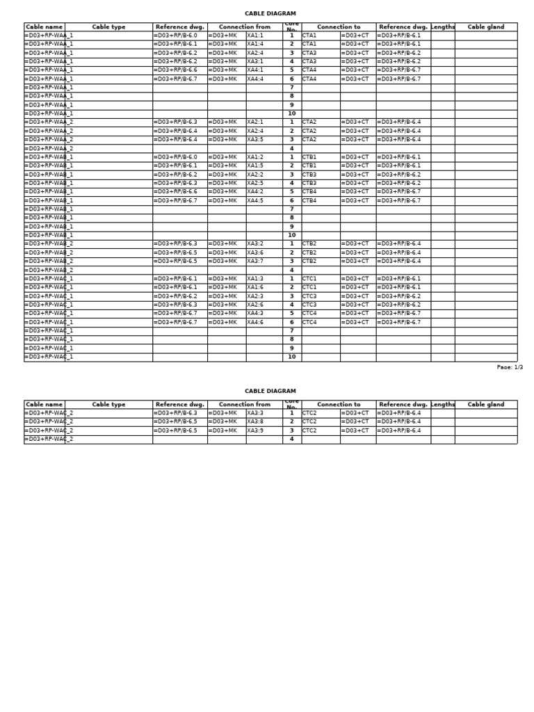 Cable Diagram - D03 - REV01 | PDF