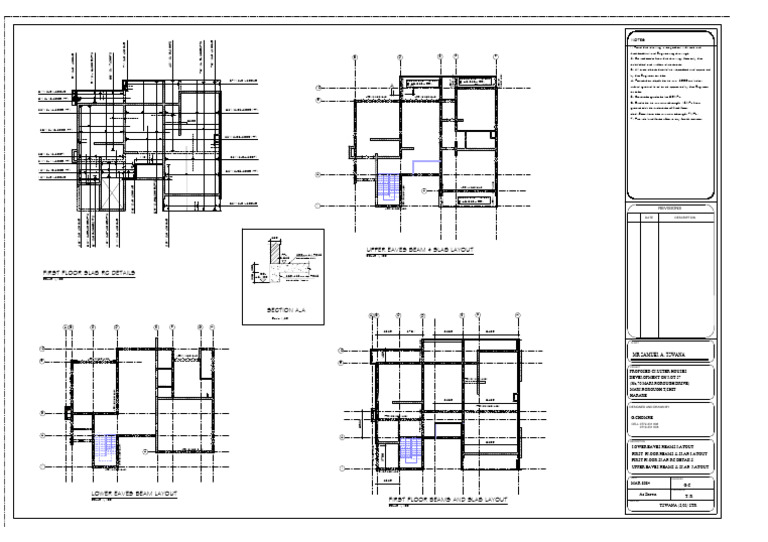 TWANA FINALfirst Floor Slab RC Details and Eaves Layouts | PDF ...