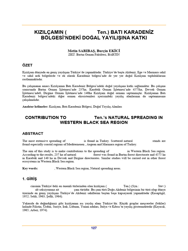 Kizil Amin (Pinus Brutia Ten.) Bati Karaden Z B Lges Ndek Do Al Yayili ...