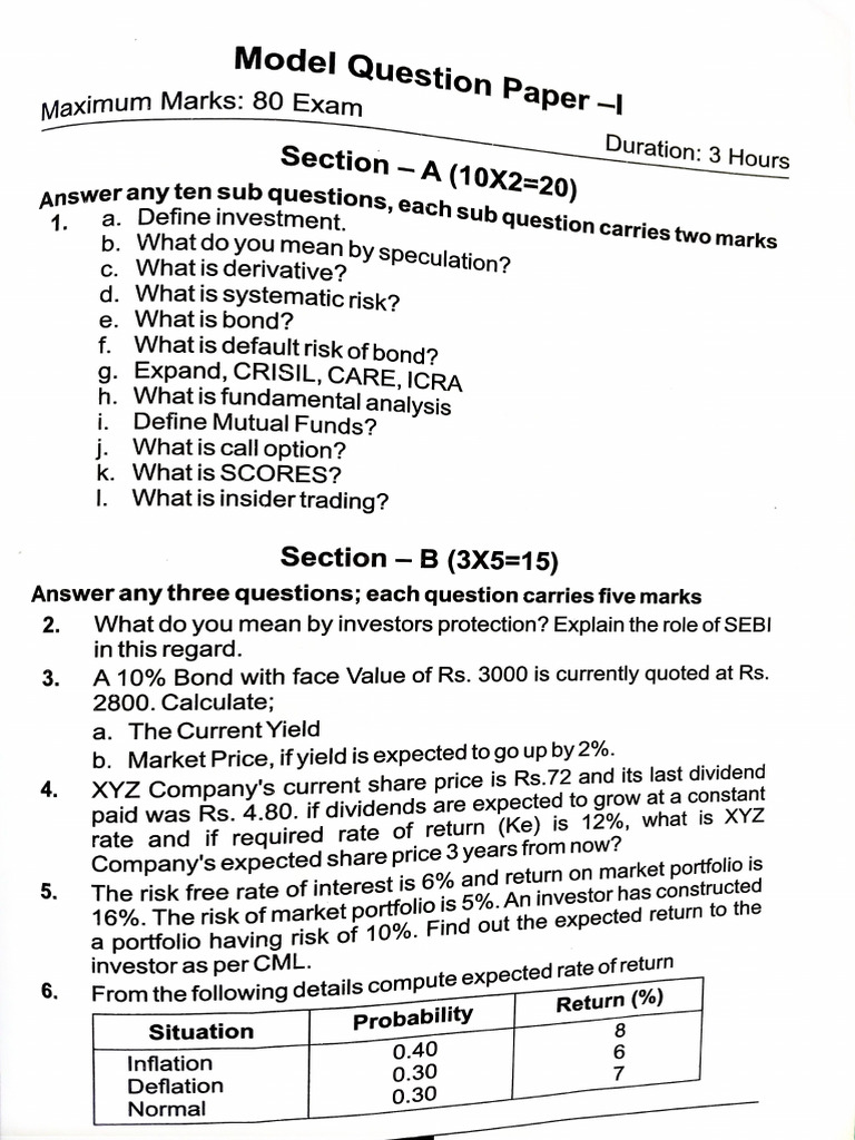 Model Question Papers | PDF