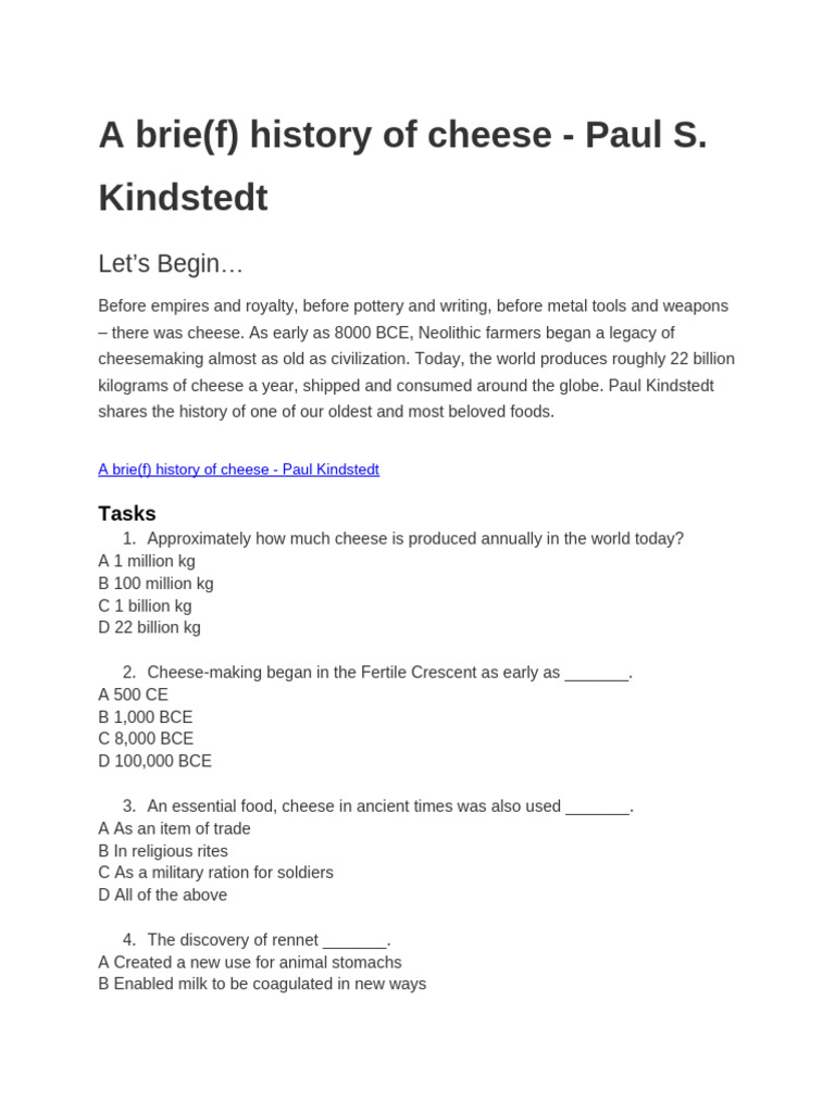 Brie A Brief Cheese History Pdf