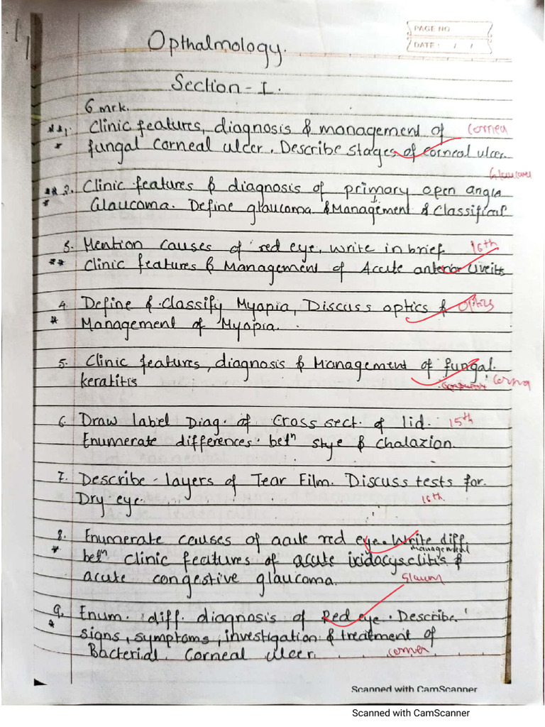 OPHTHAL Section Wise Ques | PDF