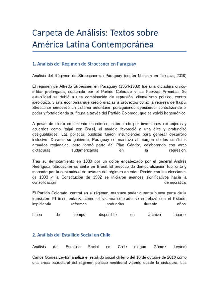 Carpeta_Analisis_Paraguay_Chile | PDF | Dictadura | Paraguay