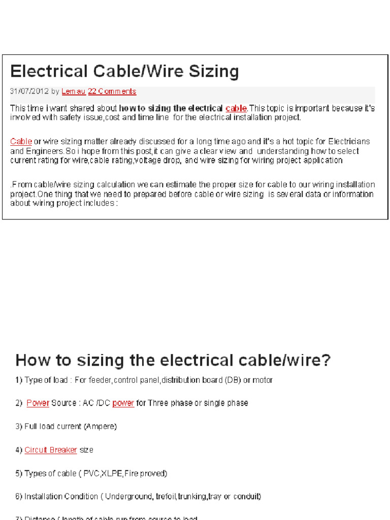 Wire Sising | PDF