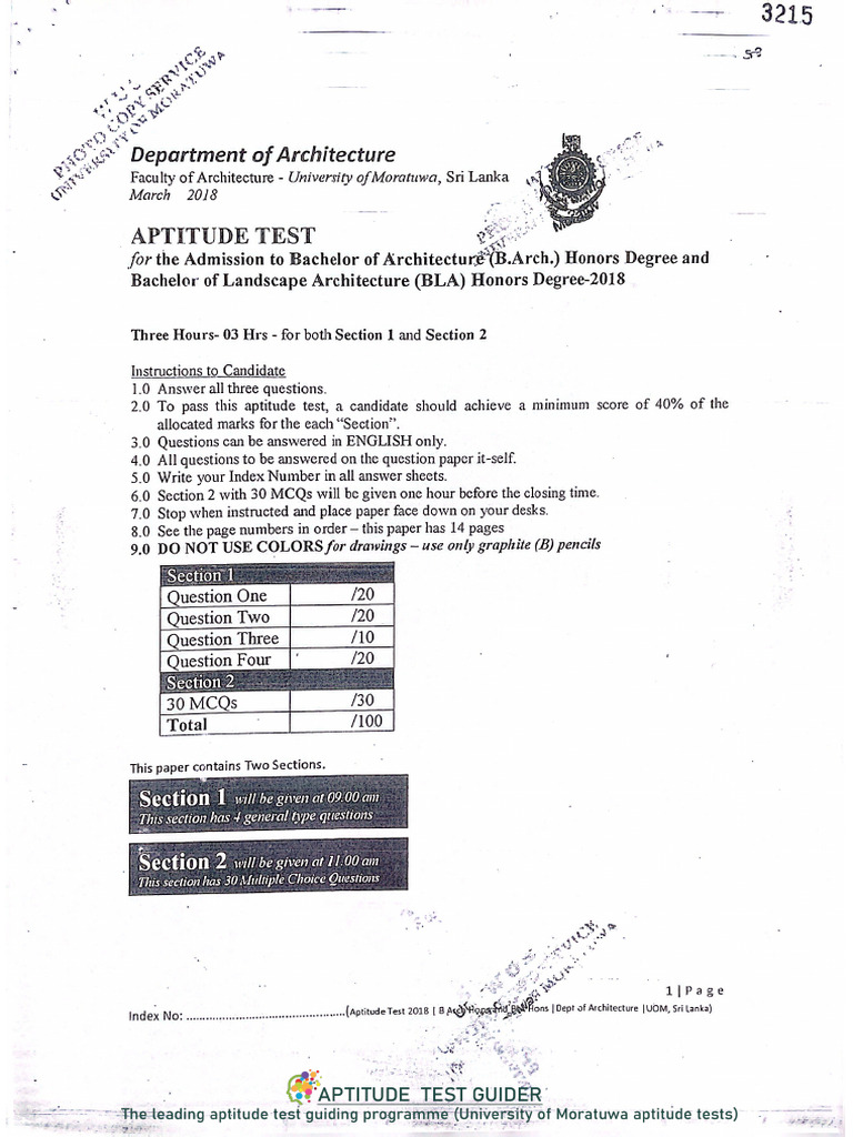 Archi & L 2018 - Question Paper-1 | PDF