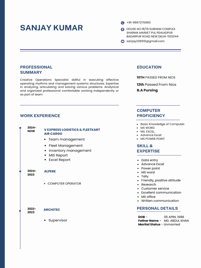 Blue and White Clean Professional A4 Resume (5) | PDF | Business | Learning