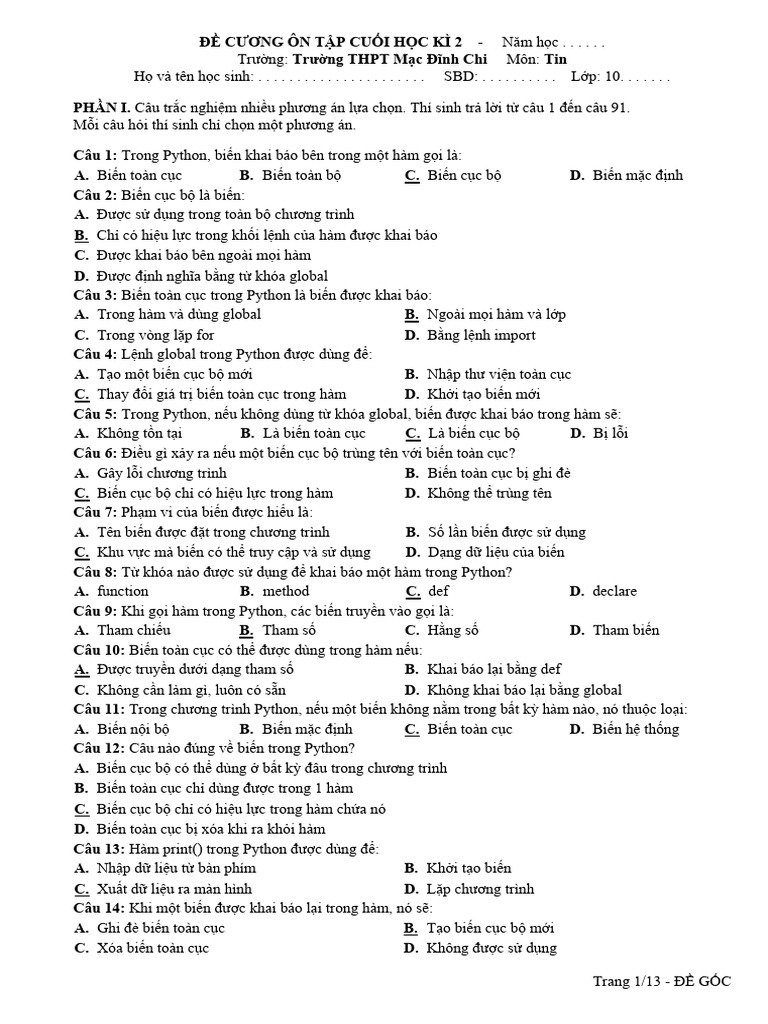 K10 KTCK2 Decuong Dapan-2 | PDF